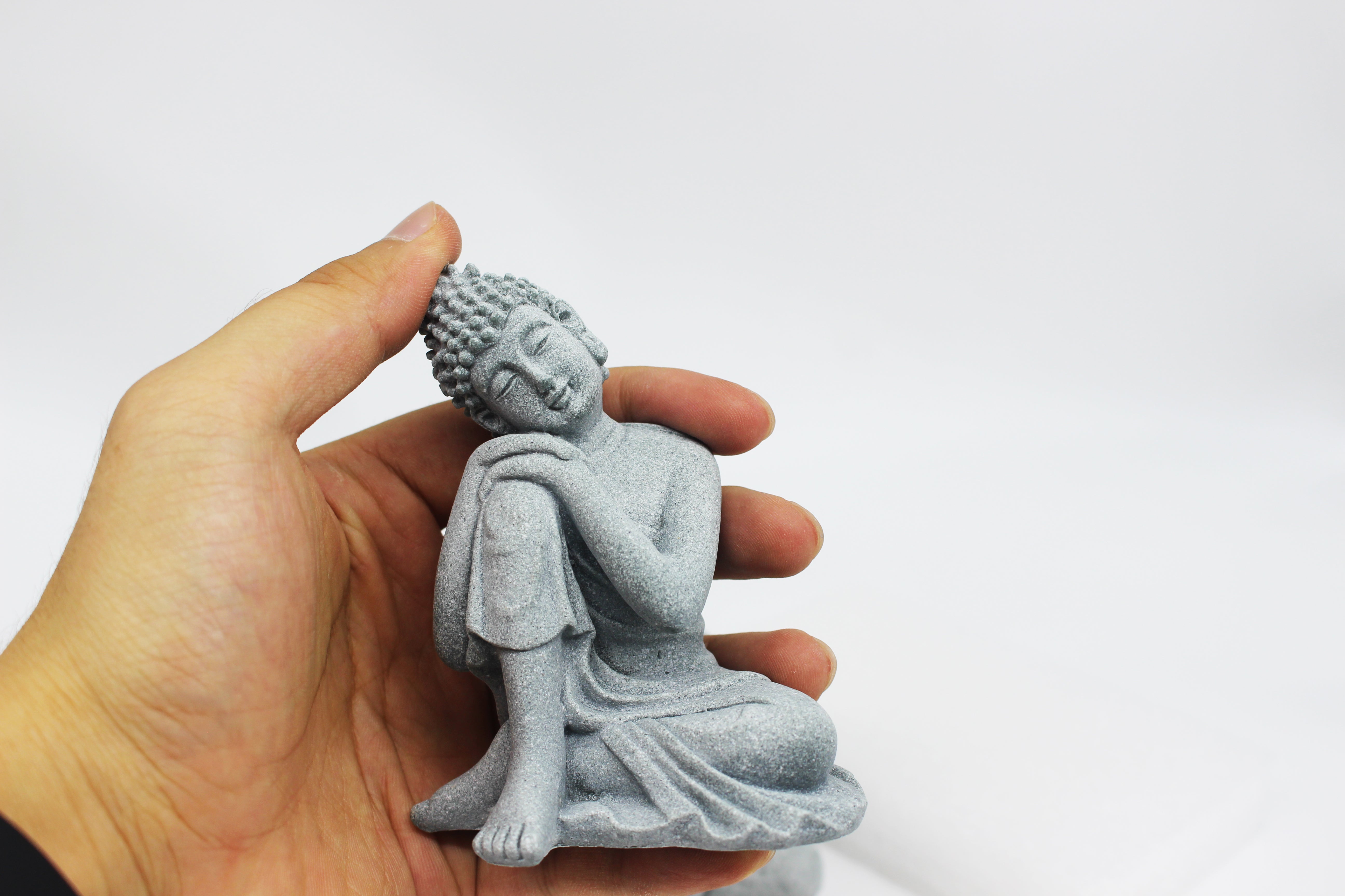 Stone Buddha Figurine - Contemplating & Sitting