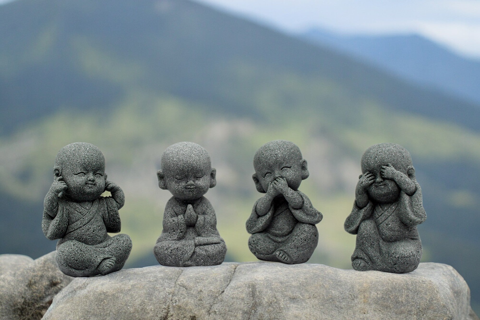 Cute Little Monk Stone Figurines - Pure and Clean Sensations